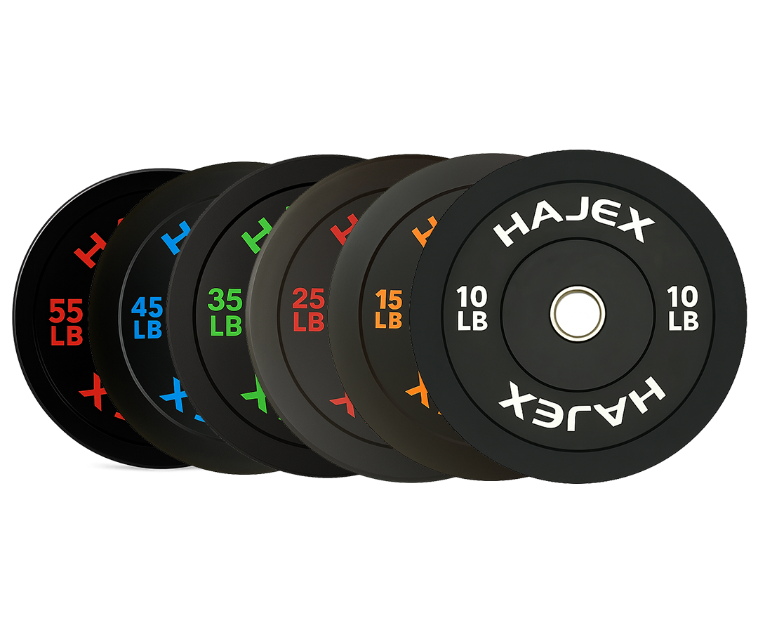 HAJEX Olympic Bumper Weight Plates & Sets - 10, 15, 25, 35, 45, 55 LB